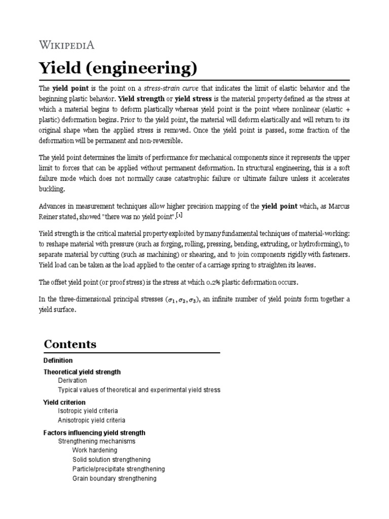 Yield Point PDF | PDF | Yield (Engineering) | Dislocation