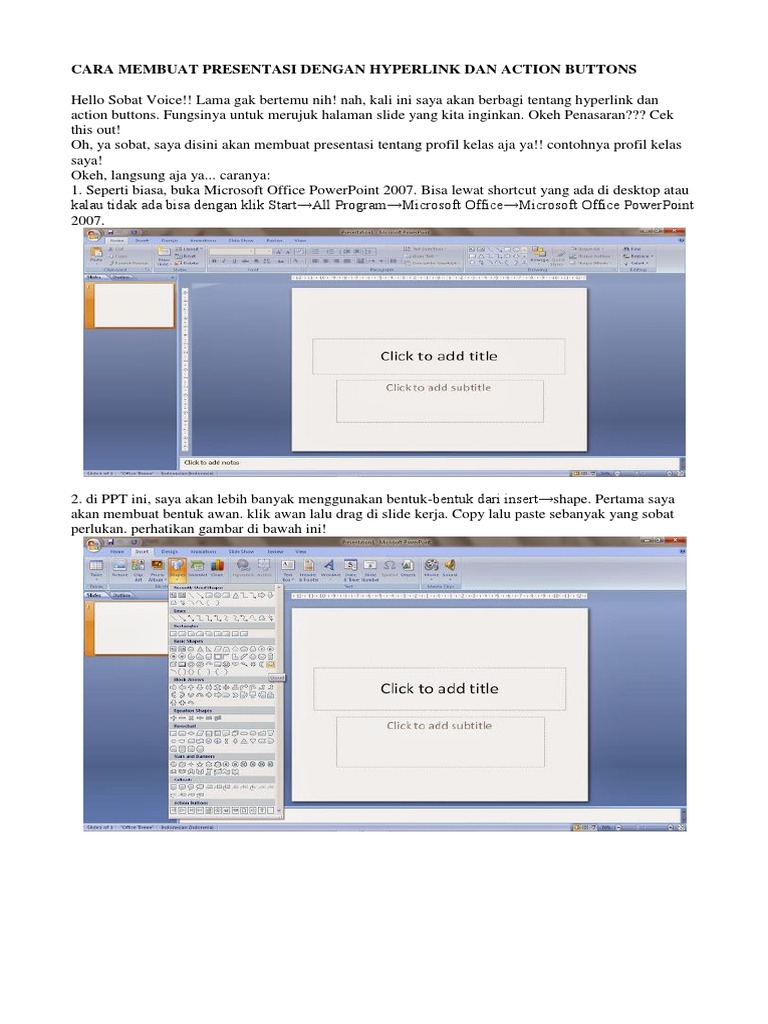 Cara Membuat Presentasi Dengan Hyperlink Dan Action Buttons | PDF