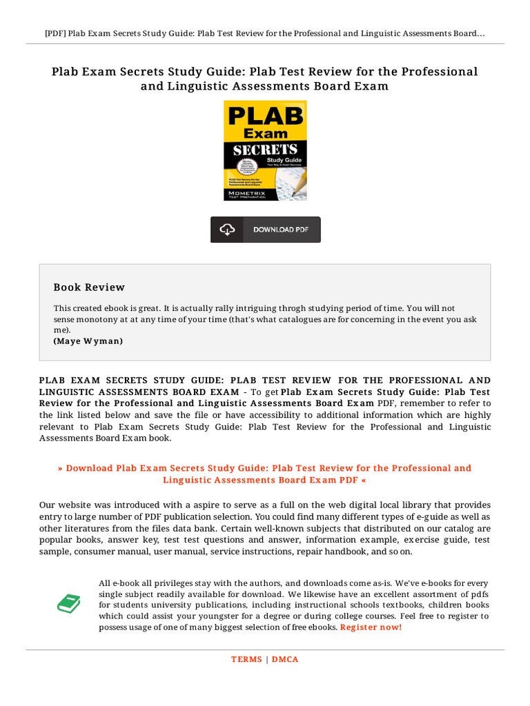 Plab Exam Secrets Study Guide Plab Test Review F | PDF | E Books ...
