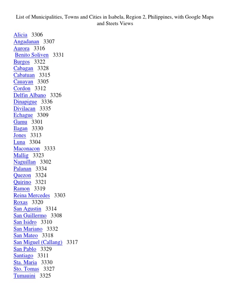 Isabela Towns & Cities Guide | PDF