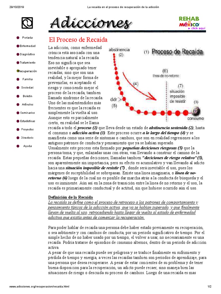 La Recaida en El Proceso de Recuperación de La Adicción | PDF ...