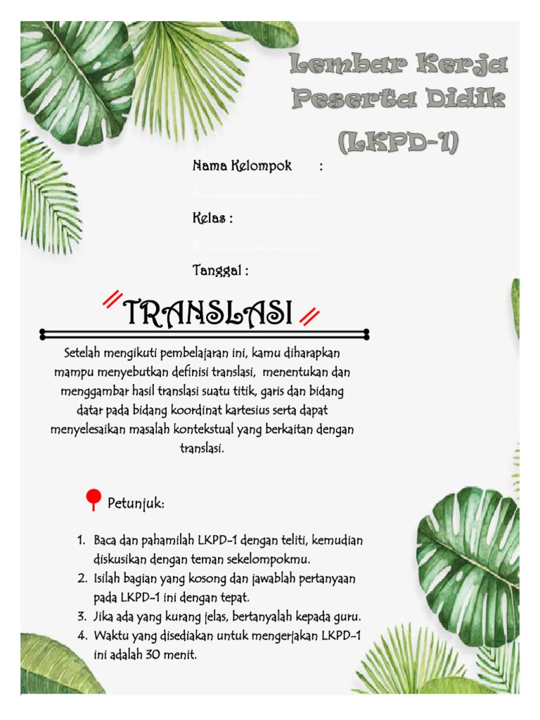 Latihan Translasi Matematika | PDF