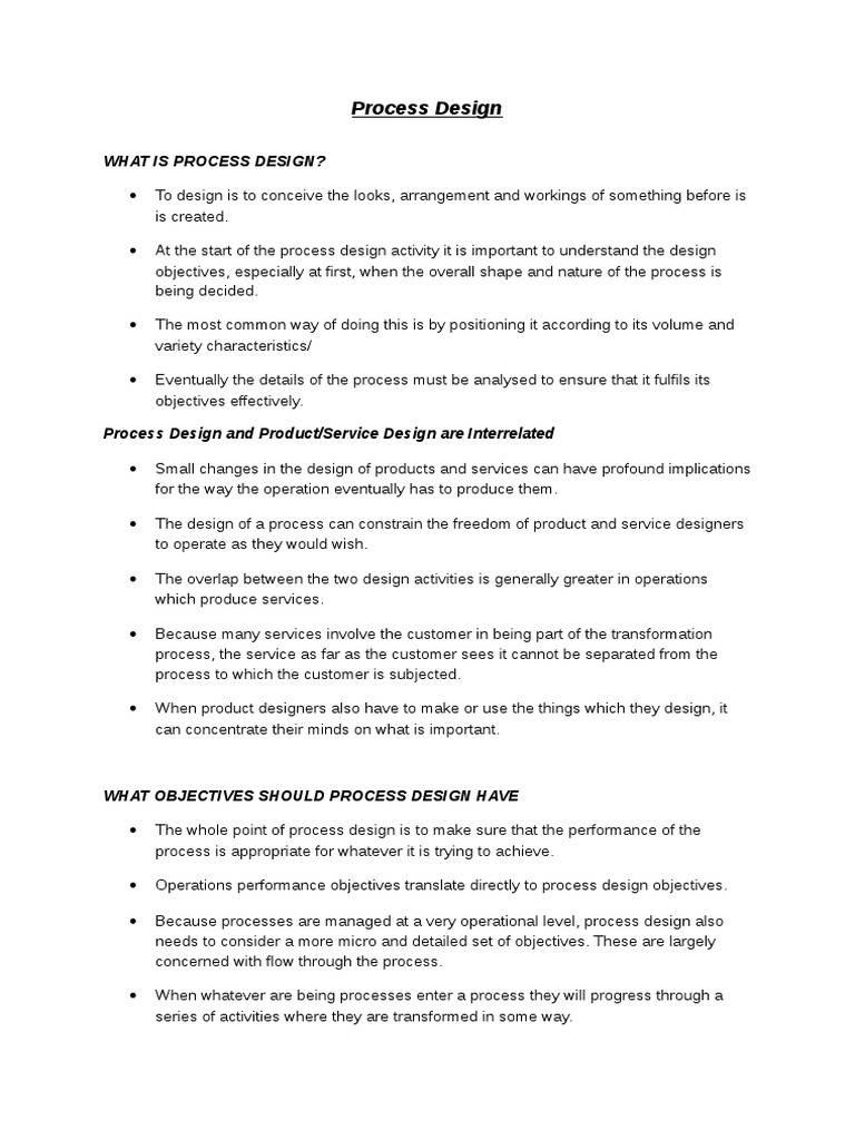 Operations Management - Process Design Sample | PDF | Resource | Design