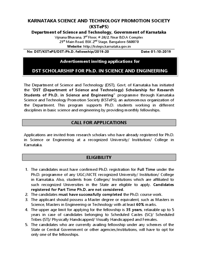 Karnataka Science and Technology Promotion Society (Ksteps) : DST ...