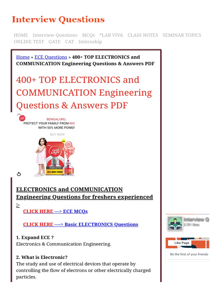 400+ (UPDATED) ECE Interview Questions and Answers 2019 | PDF | Channel ...