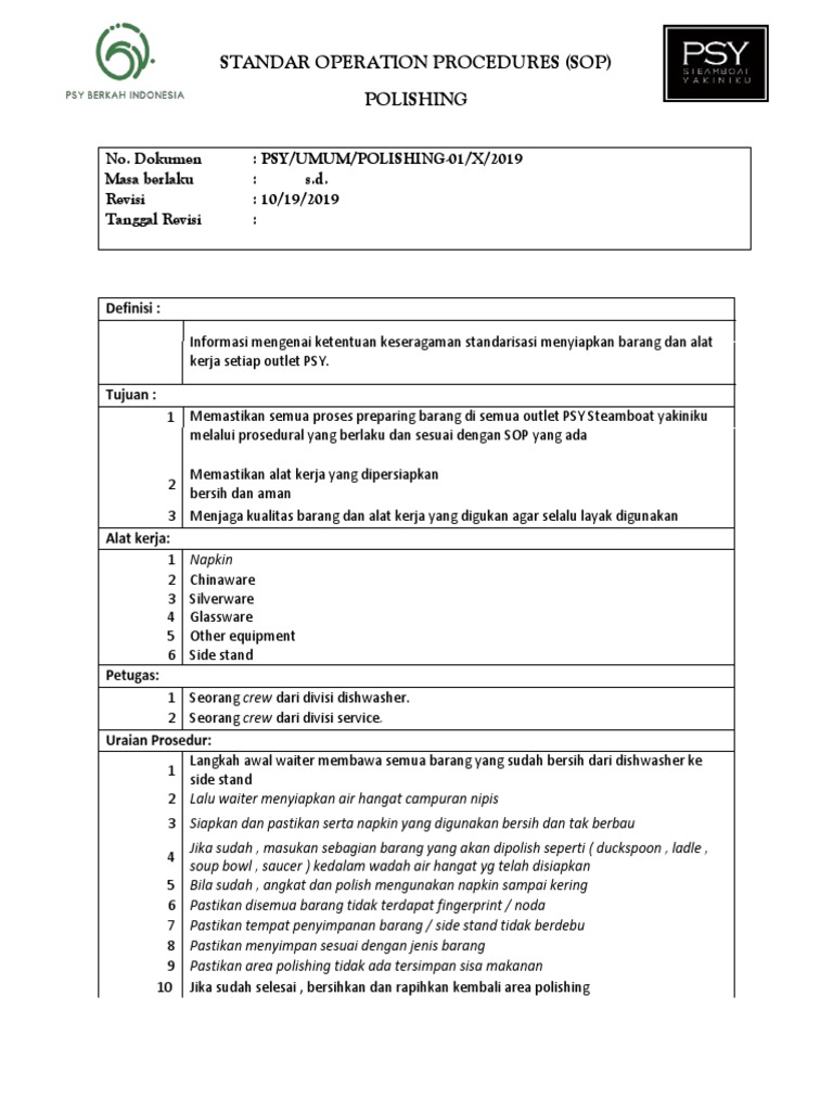 SOP Polishing | PDF