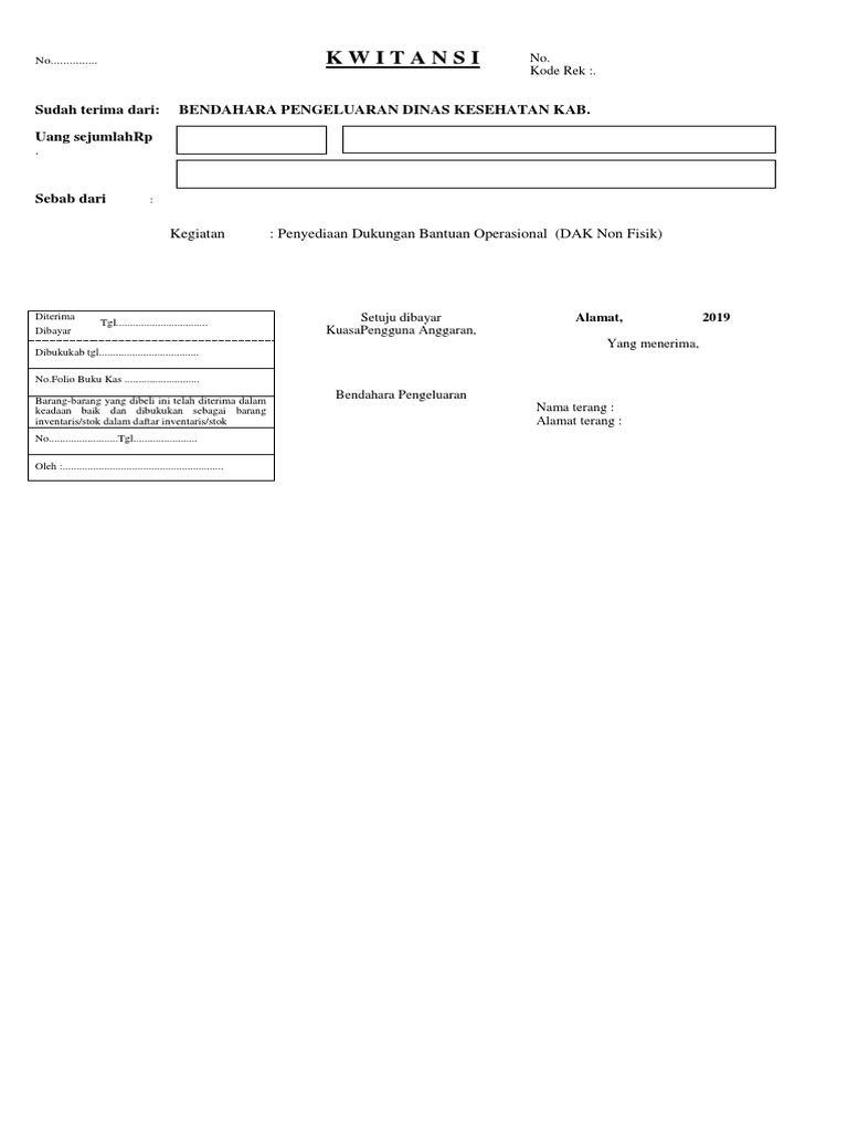 Contoh Kwitansi SPJ Bok | PDF