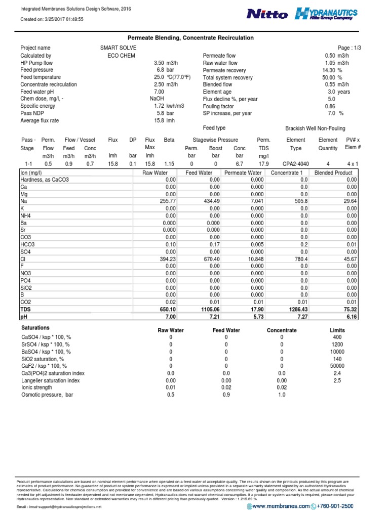 Permeate and Concentrate Analysis | PDF | Membrane | Ph