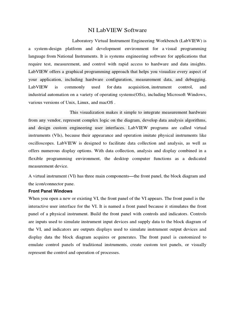 Ni Labview Software: Front Panel Windows | PDF | Computer Architecture ...