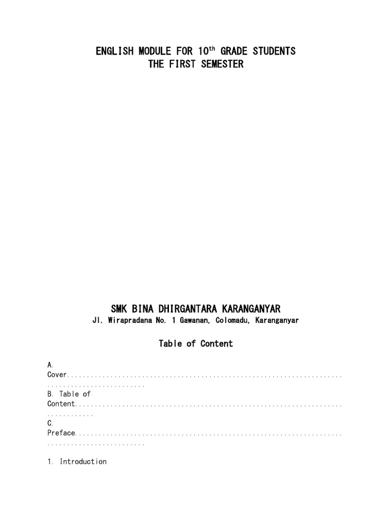 10th Grade English Learning Module | PDF | English Language | Subject ...