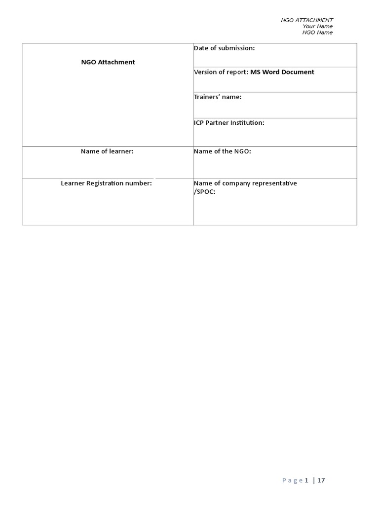 Sample NGO Project Report of Previous Batch Candidate - SGBS TRUST ...