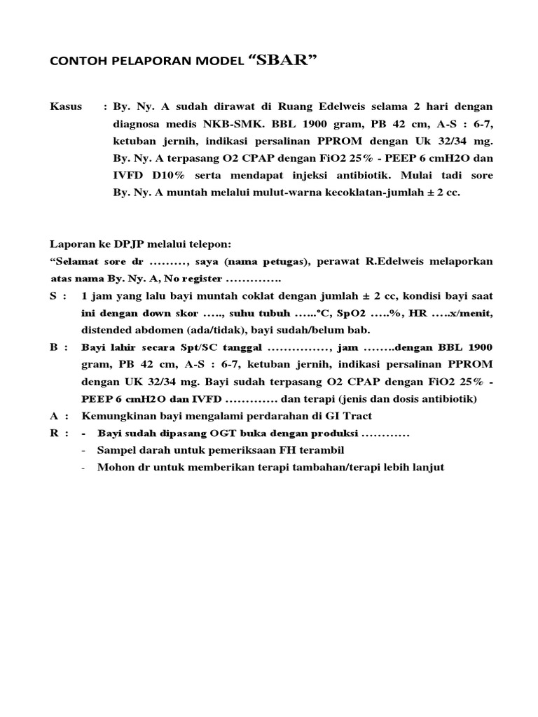 Contoh Sbar-Tbak | PDF