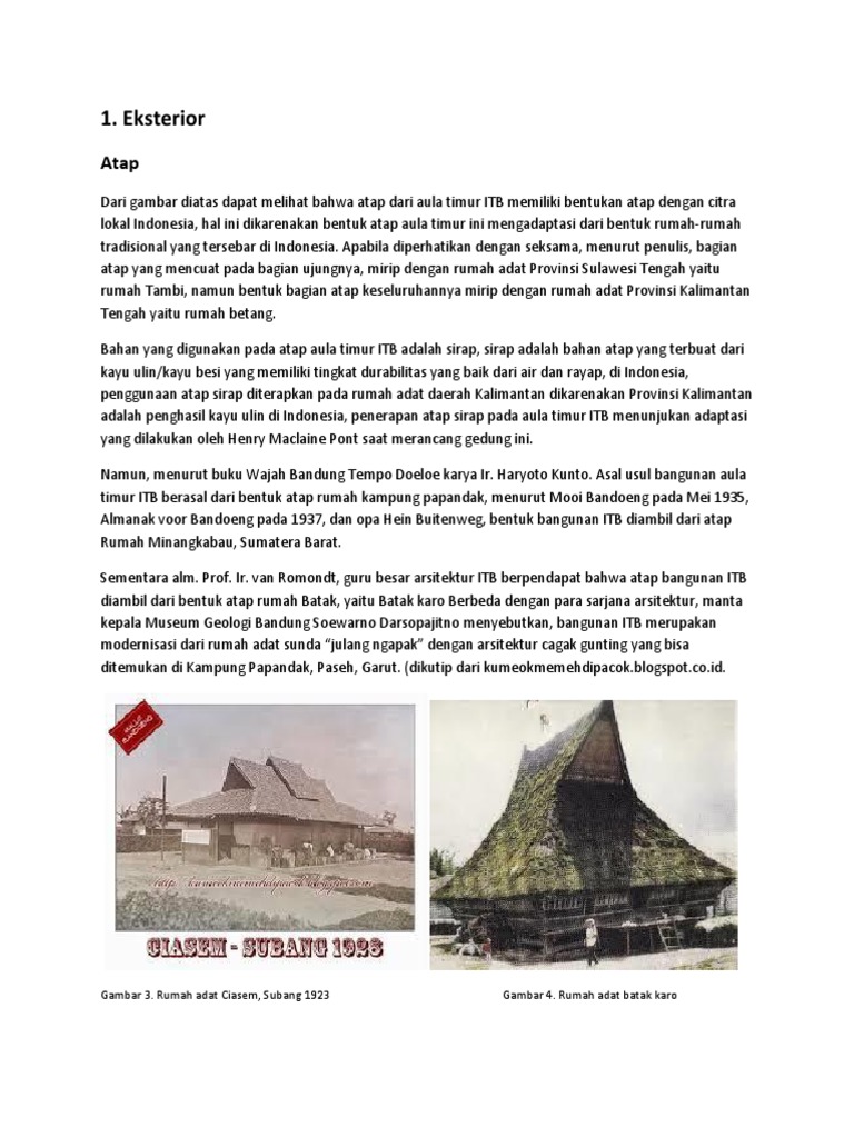 Atap Aula Timur ITB: Adaptasi Budaya Lokal | PDF