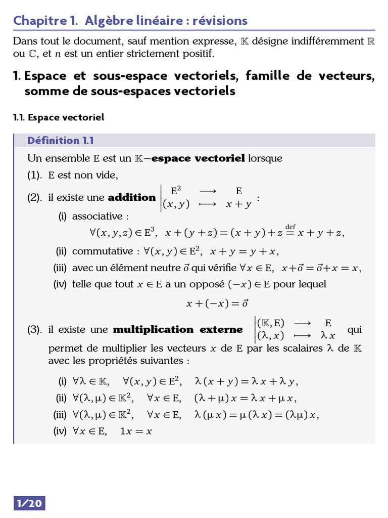 Math 1 | PDF | Base (algèbre linéaire) | Espace vectoriel