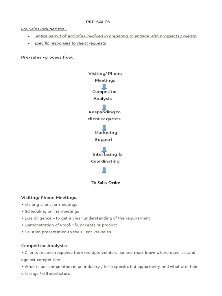 Pre Sales Flow Chart | PDF | Request For Proposal | Business