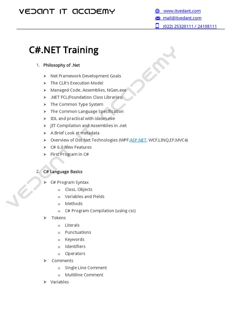 C#.NET Training | PDF | C Sharp (Programming Language) | Method (Computer Programming)