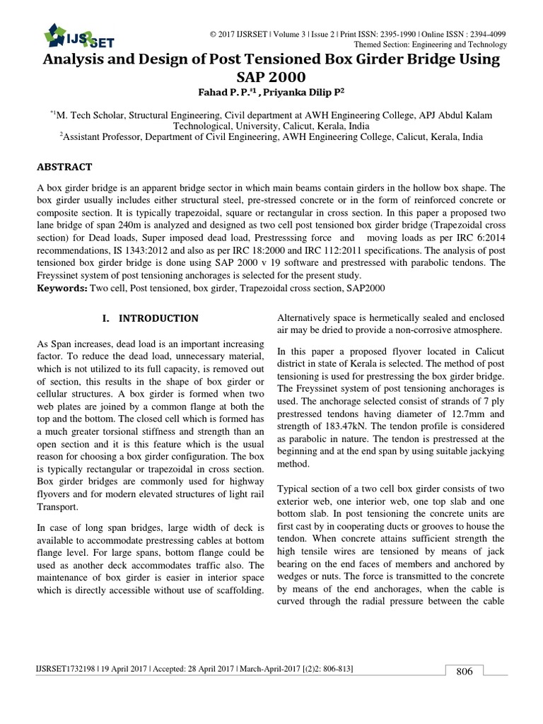 Analysis and Design of Post Tensioned Box Girder Bridge Paper PDF | PDF ...