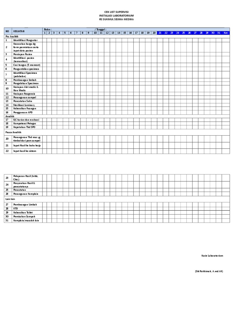 SUPERVISI Pelayanan Laboratorium | PDF