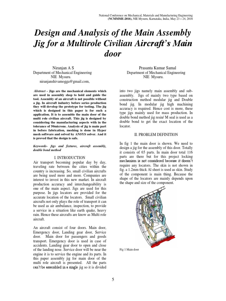 Design and Analysis of The Main Assembly Jig For A Multirole Civilian ...