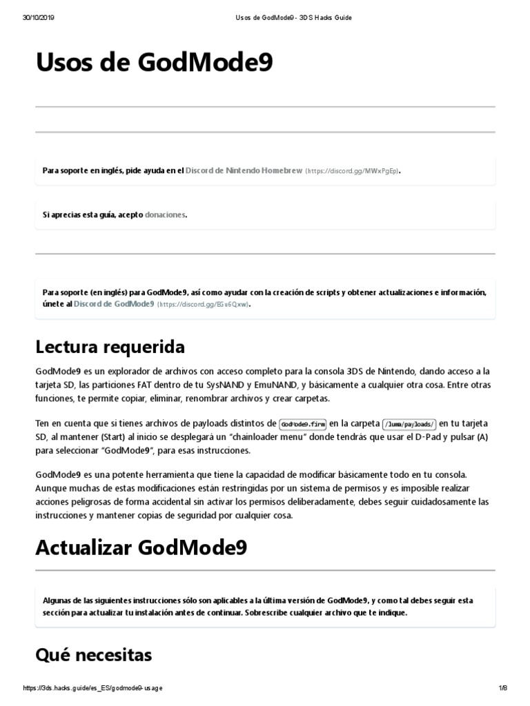 Usos de GodMode9 - 3DS Hacks Guide | PDF | Archivo de computadora ...