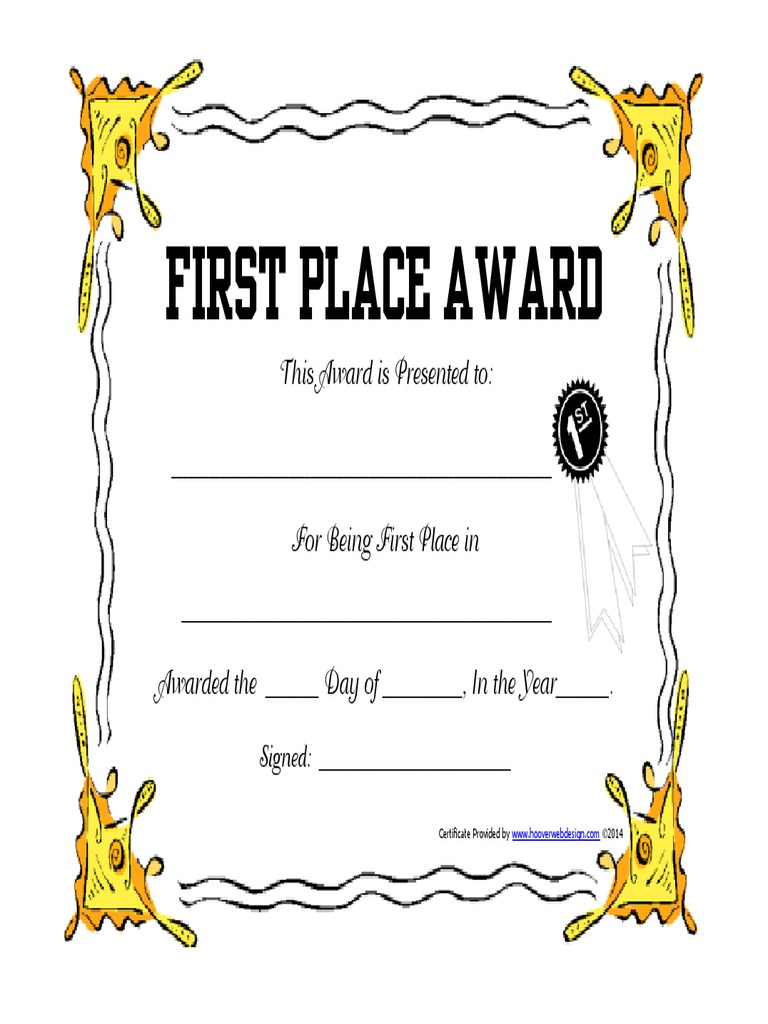 1st Place Award Printable | PDF