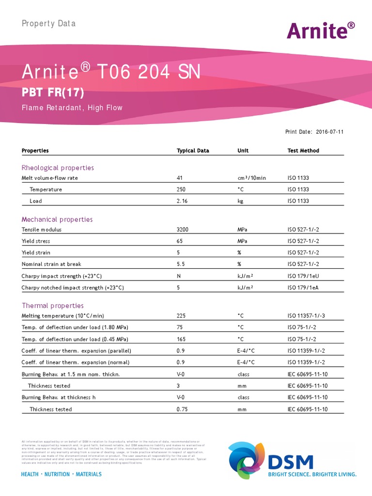 PD Arnite t06 204 SN (En) | PDF | Strength Of Materials | Information