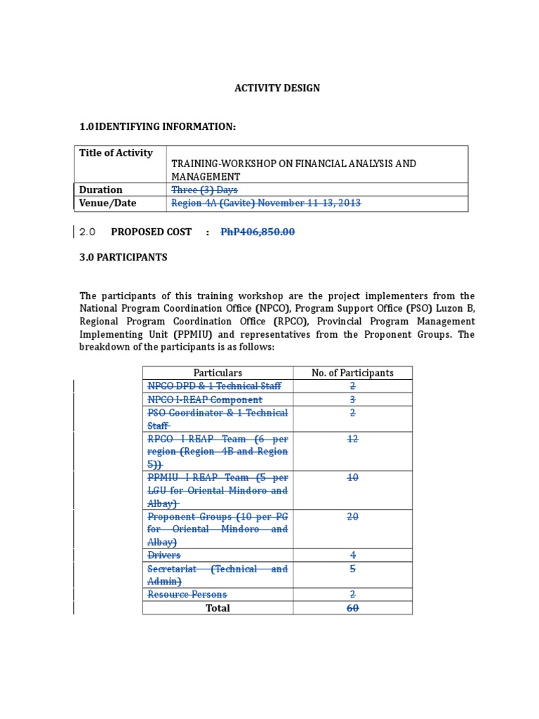 Sample Training Design - Financial Management | PDF | Balance Sheet ...