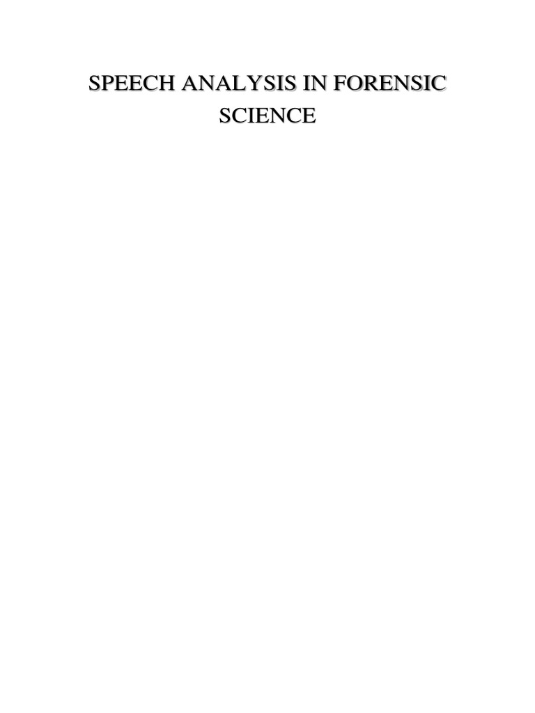 Speech Analysis in Forensic Science Mine | Download Free PDF | Spectrum ...