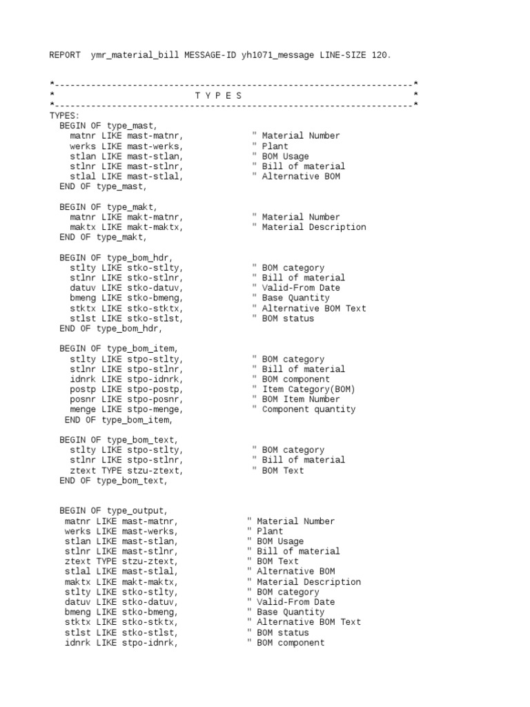 Bill of Material Report | PDF | Computer Data | Computing