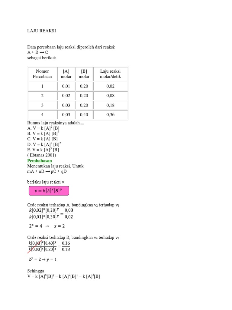 Laju Reaksi Dan Kesetimbangan Kimia | PDF