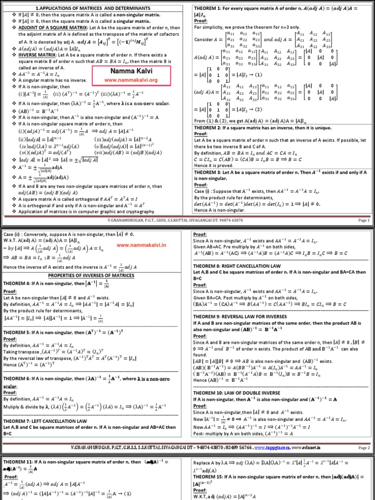 Namma Kalvi 12th Maths Chapter 1 To 4 Study Material em | PDF | Matrix ... Namma Kalvi 12th Maths Chapter 1 To 4 Study Material em | PDF | Matrix ...
