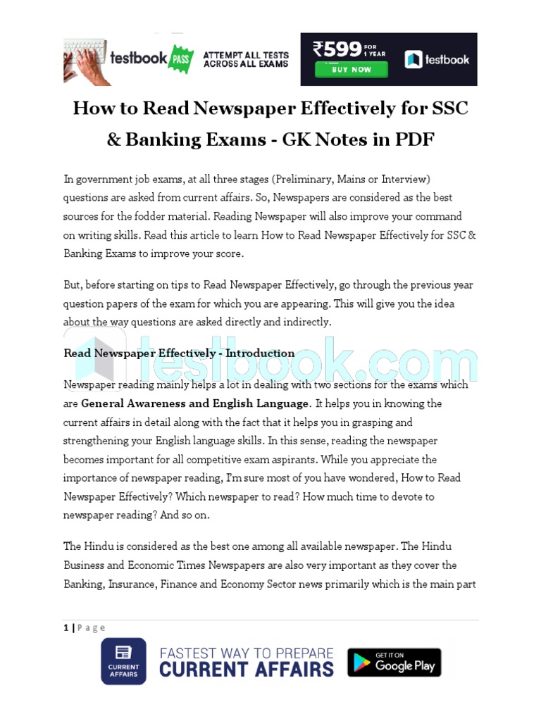 How To Read Newspaper Effectively | PDF | Newspapers | News
