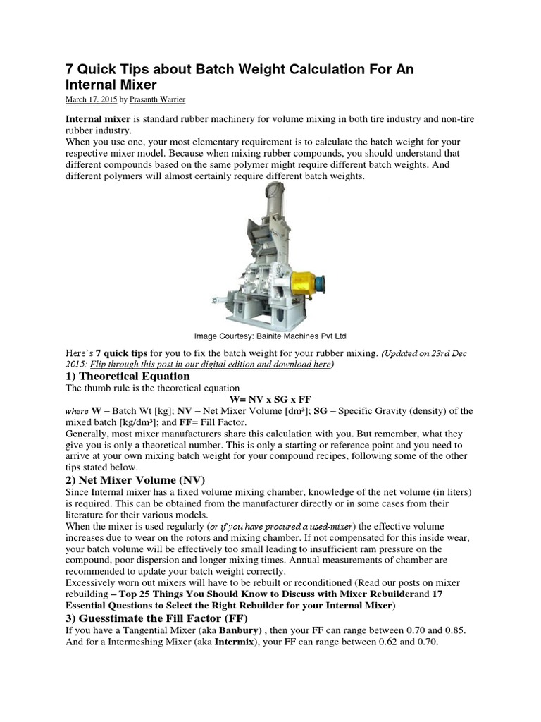 7 Quick Tips About Batch Weight Calculation For An Internal | PDF ...