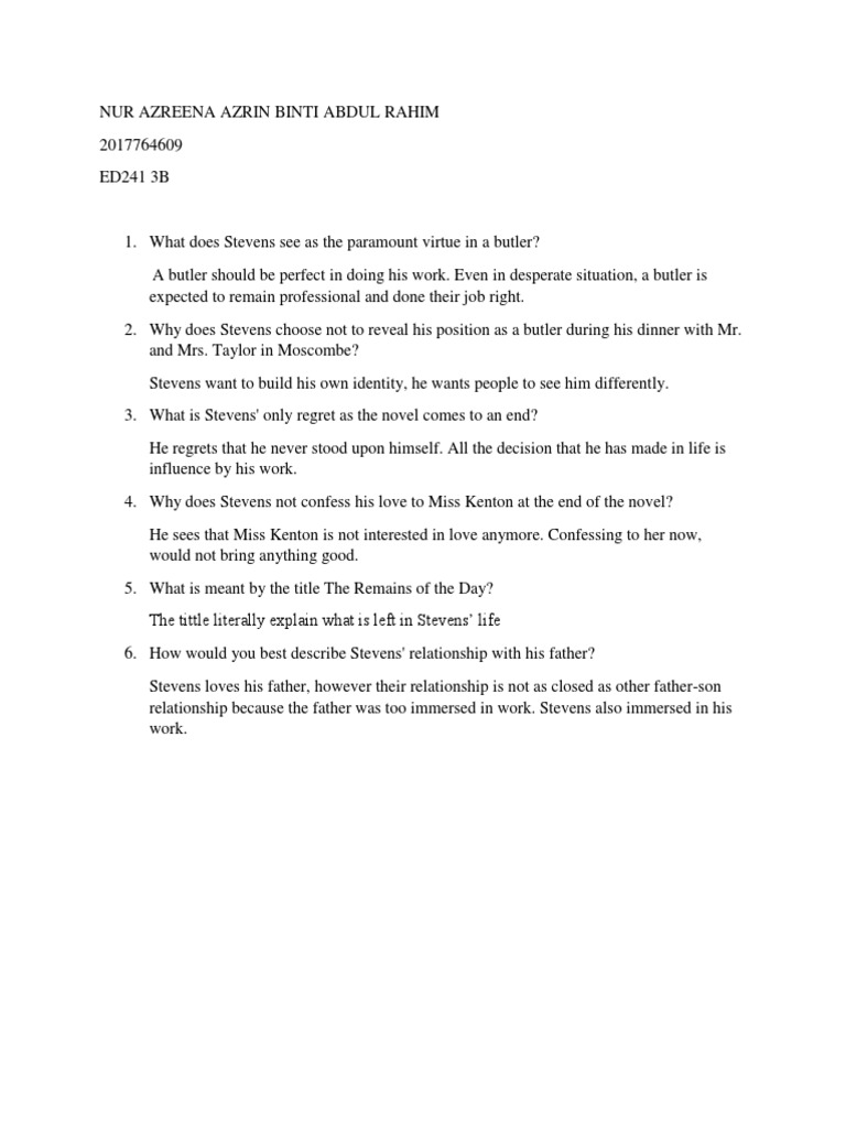 The Remains of The Day | PDF