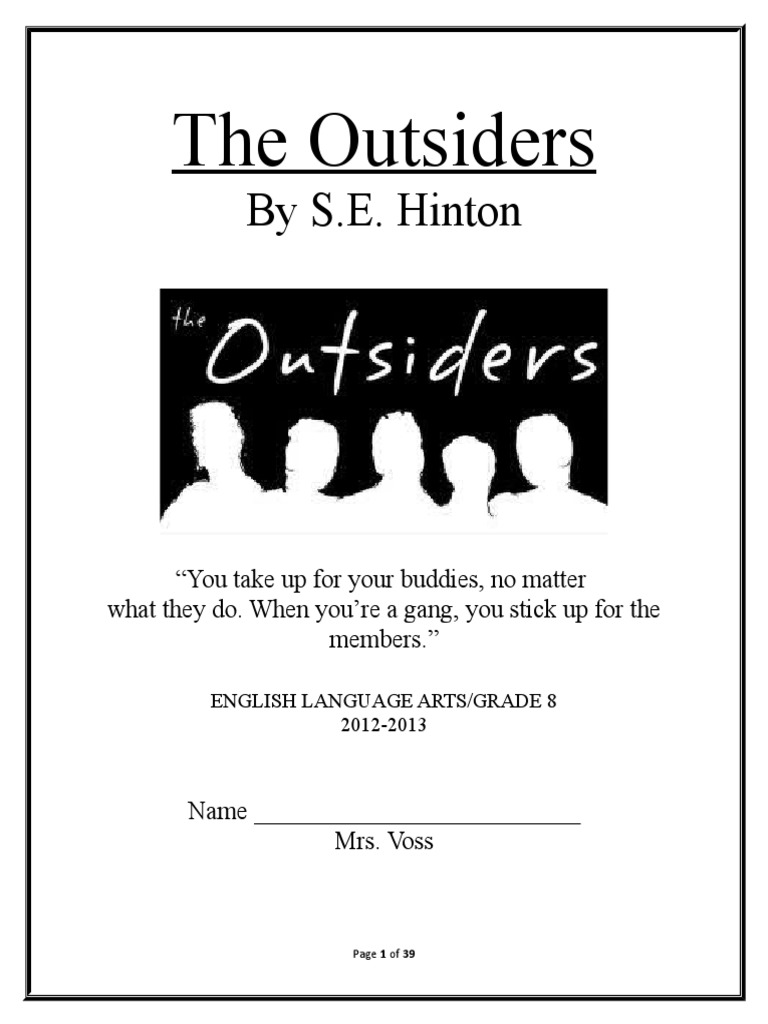 The Outsiders Packet | PDF | Young Adult Fiction