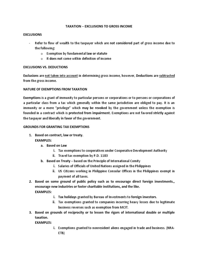 Tax Exclusions and Exemptions Explained | PDF | Tax Exemption | Income Tax