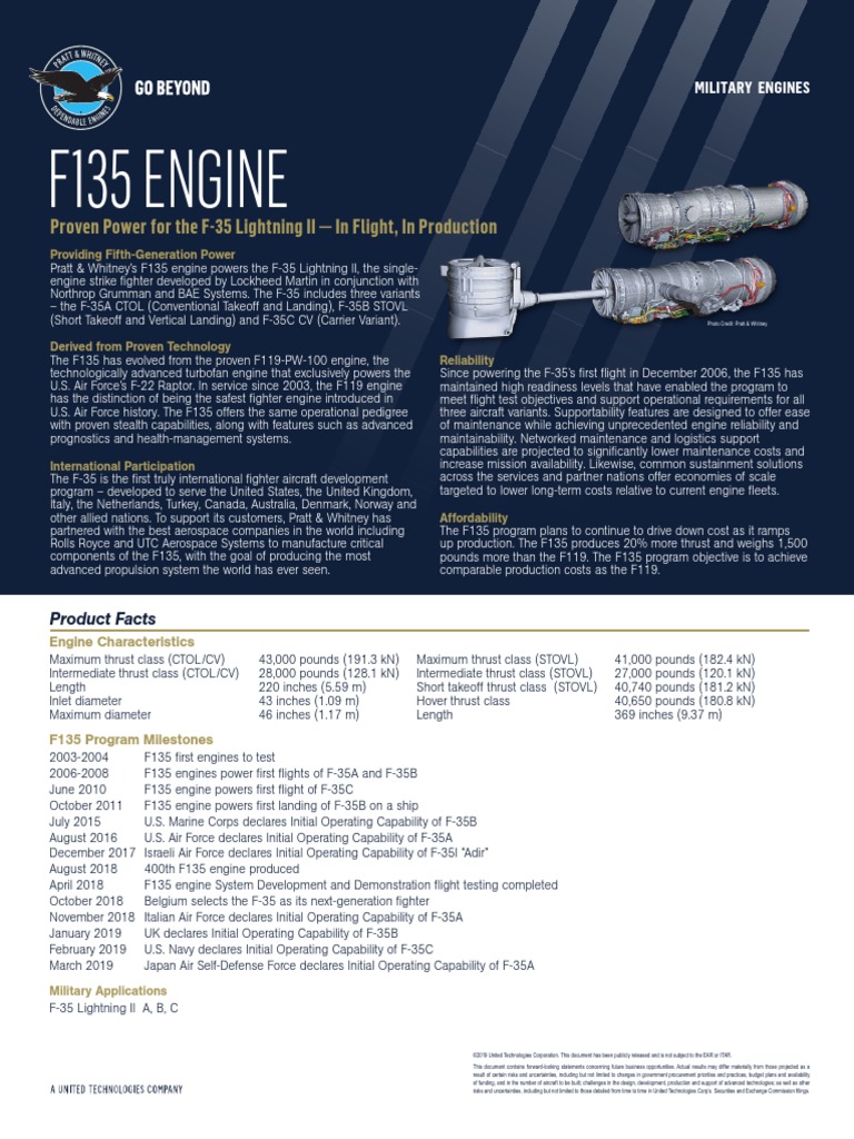 F135 Engine: Proven Power For The F-35 Lightning II - in Flight, in ...