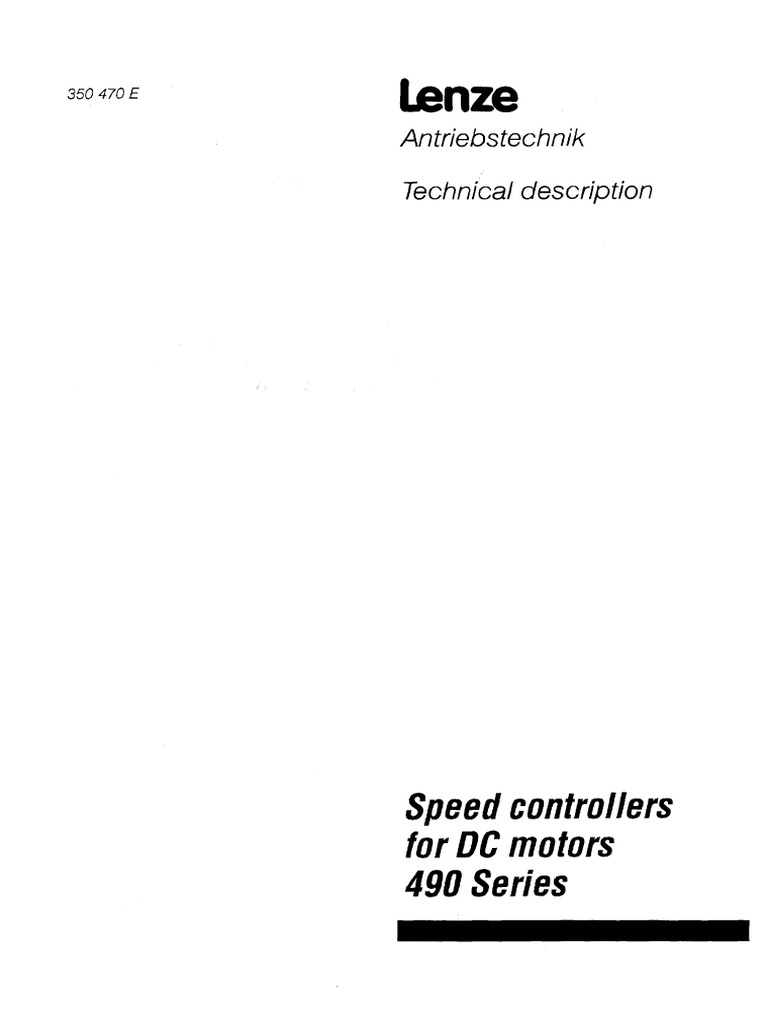 Lenze: Speed Controllers Tor DC Motors 490 Series | PDF | Control ...