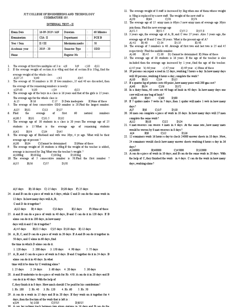 Pce A Ques | PDF | Test (Assessment) | Learning