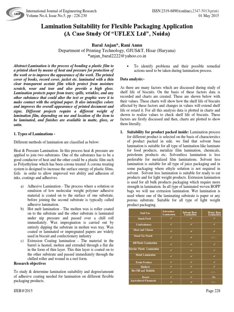 Lamination Techniques for Flexible Packaging | PDF | Adhesive | Lamination
