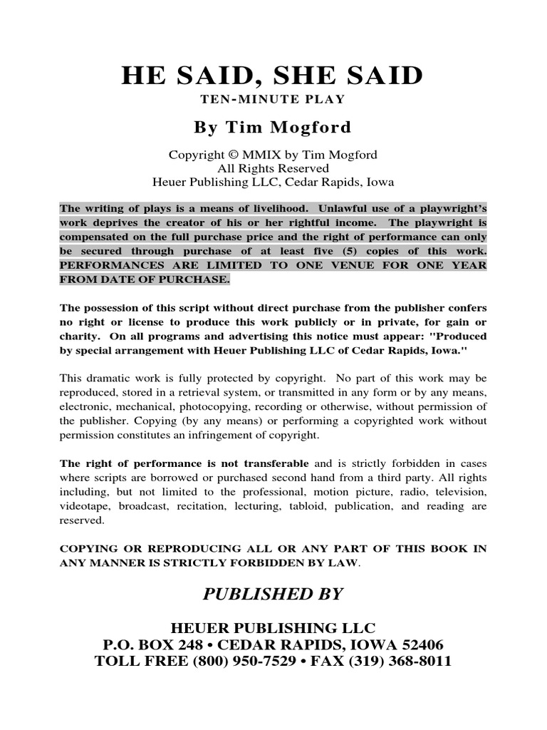 He Said She Said | PDF | Business