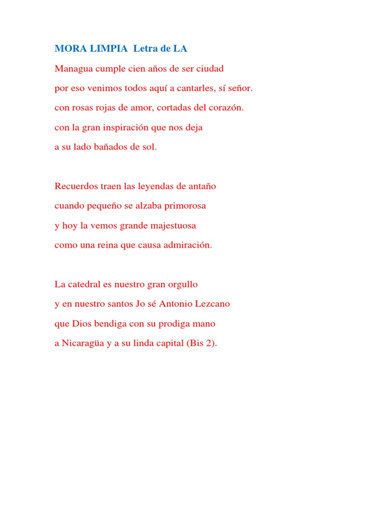 MORA LIMPIA Letra de LA PDF | PDF