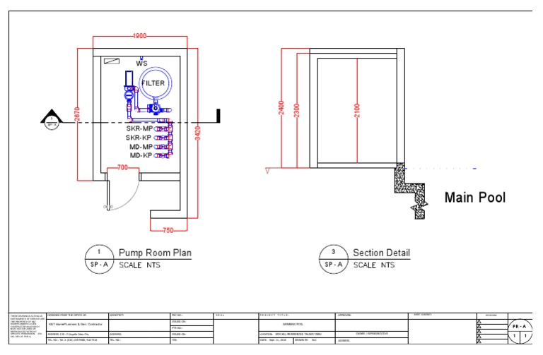 Main Pool: Pump Room Plan Section Detail | PDF