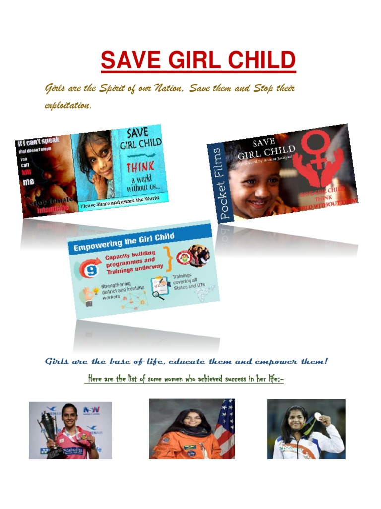Save Girl Child: Girls Are The Spirit of Our Nation, Save Them and Stop ...