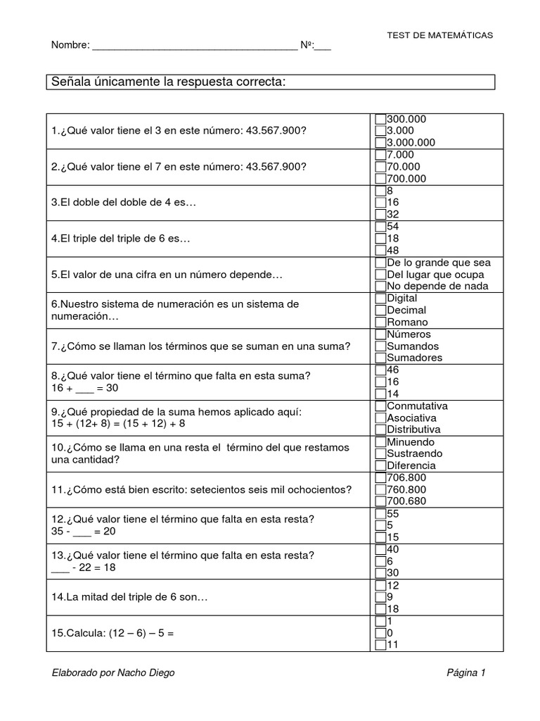 Test Matematicas | PDF | Triángulo | División (Matemáticas)
