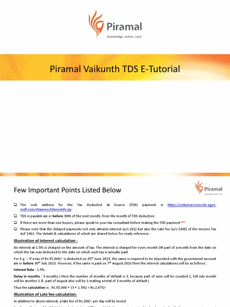 TDS E Tutorial | PDF | Income Tax In India | Taxes