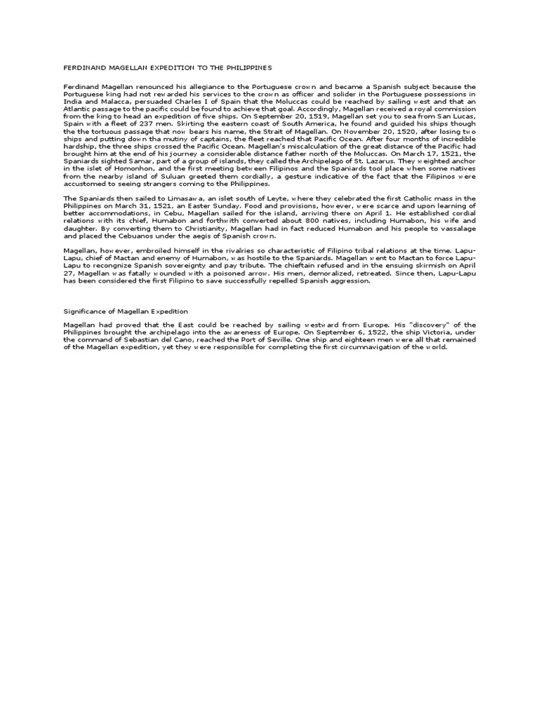 Magellan's Philippine Expedition Overview | PDF | Spanish Empire ...