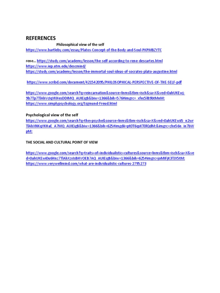 References: Philosophical View of The Self | PDF