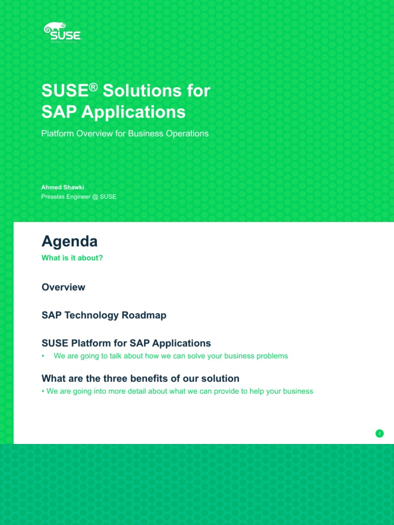 SUSE For SAP - Overview | PDF | Sap Se | Cloud Computing