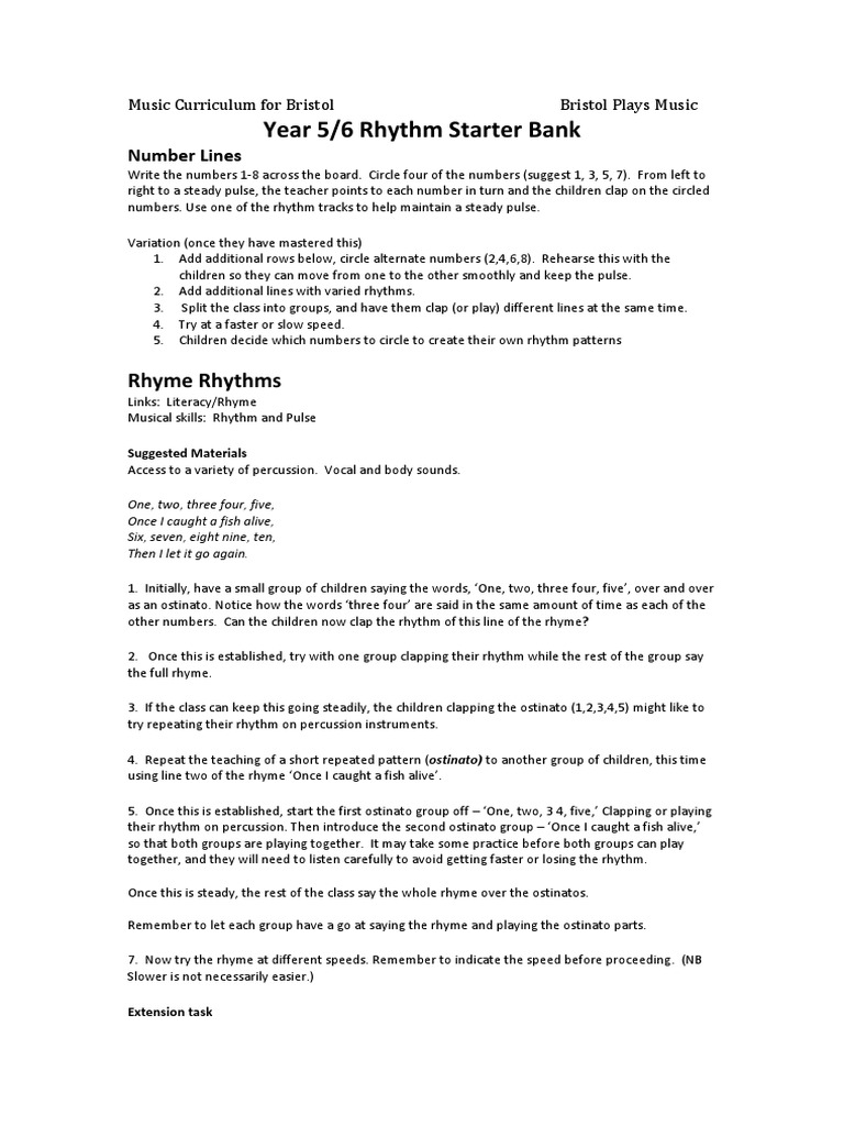 Rhythm Starter Activities | PDF | Rhythm | Performing Arts